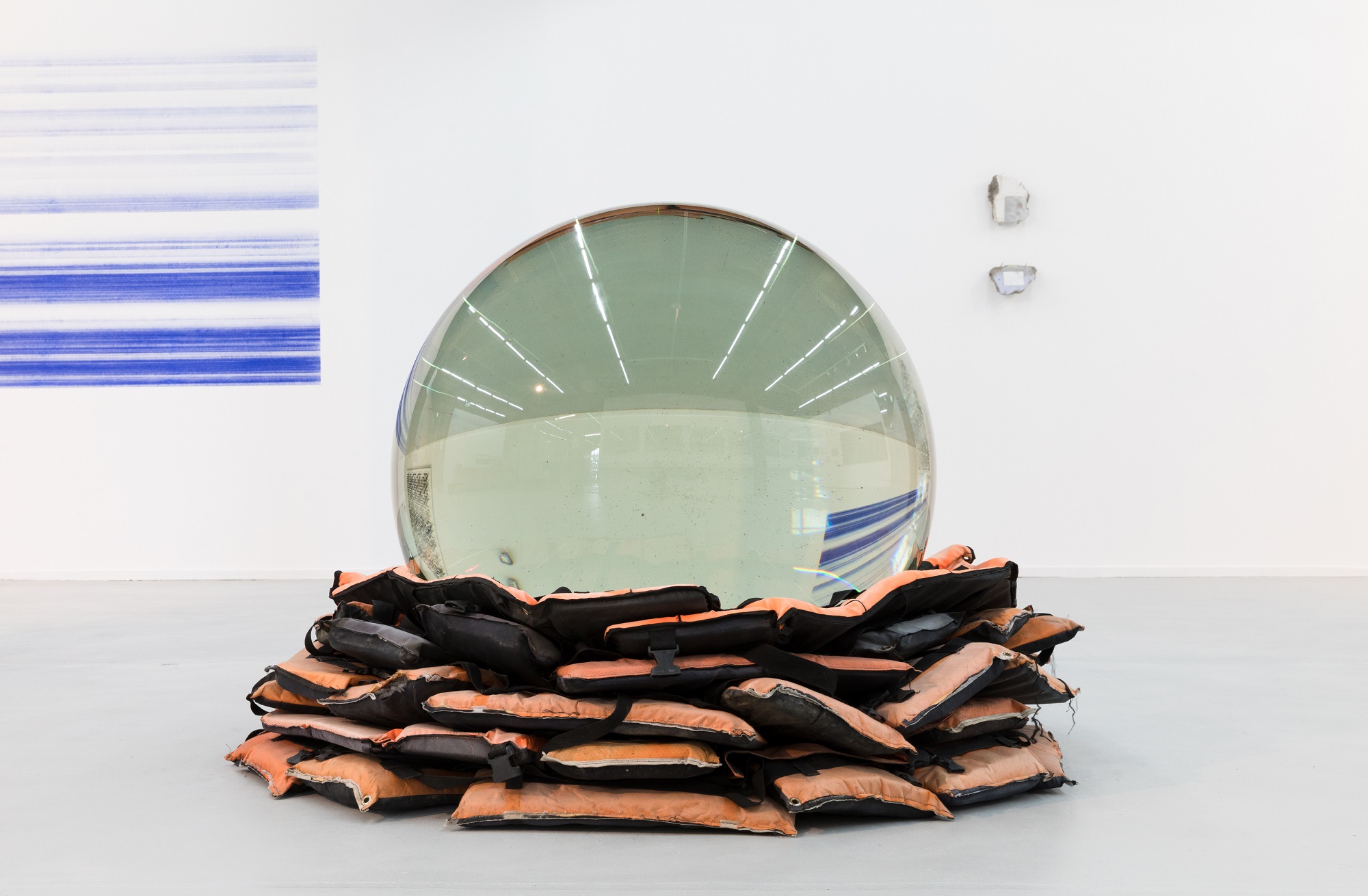 Ai Weiwei, Crystal Ball, 2017 crystal, life jackets / Courtesy of the ...